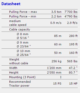 KGD 350 Sidding Winch - PTO Winches - Machinery