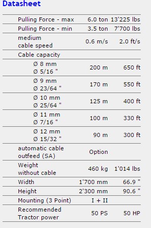 KGD 600 EH Skidding Winch - PTO Winches - Machinery